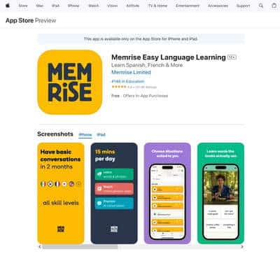 Memrise Easy Language - Apple App Store - Top Language Learning App